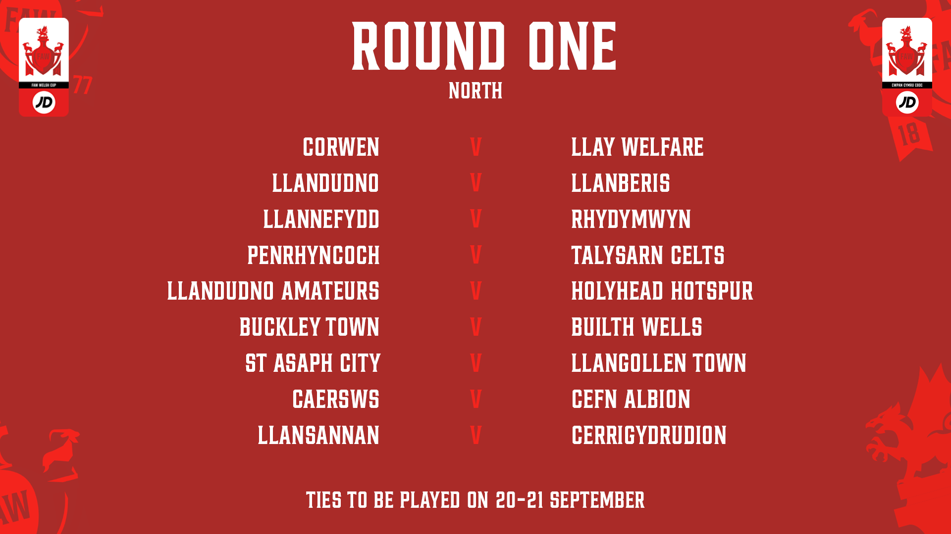 JD Welsh Cup Round One draw - FAW