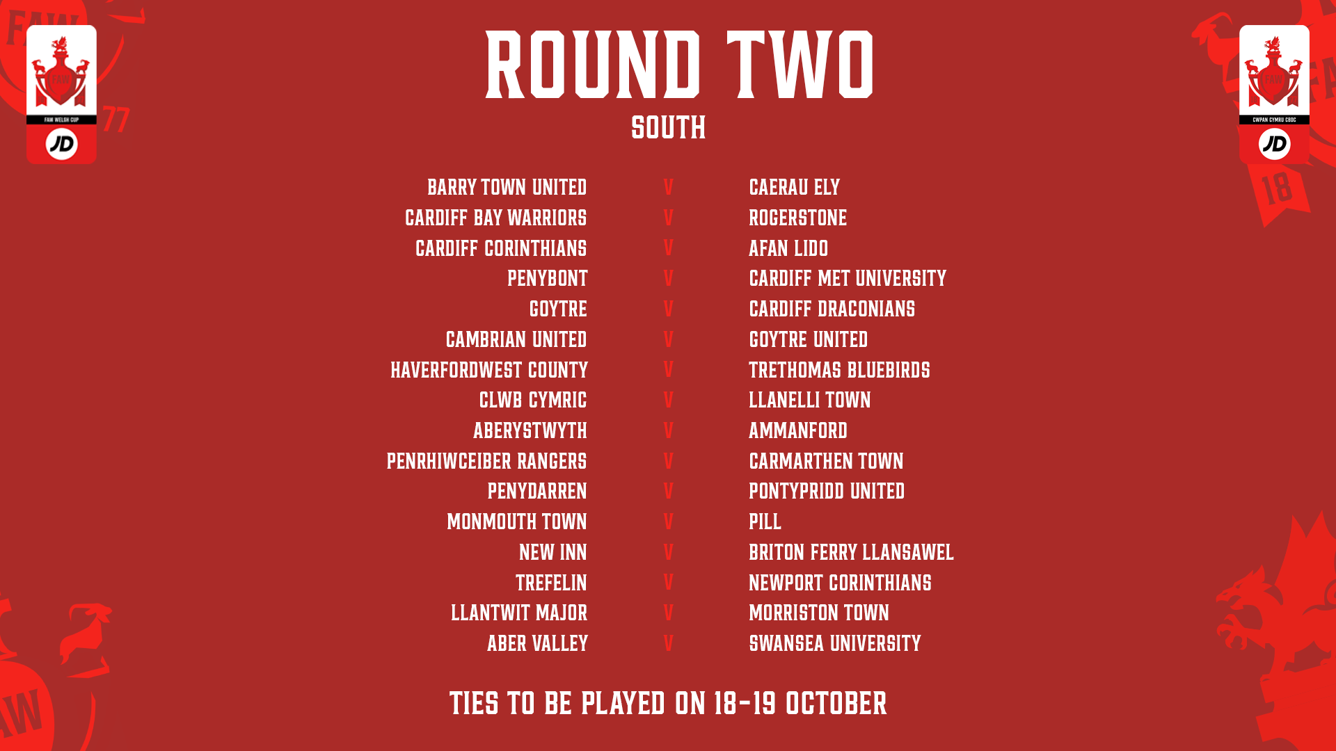 JD Welsh Cup Round Two draw - FAW