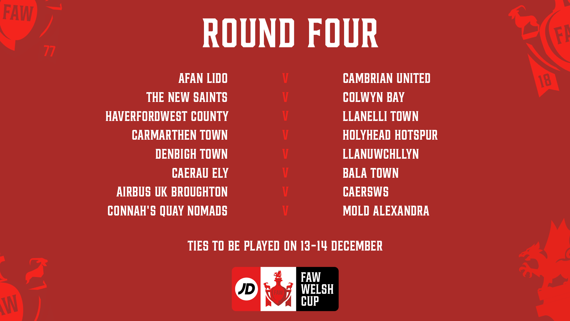 JD Welsh Cup Round Four draw - FAW