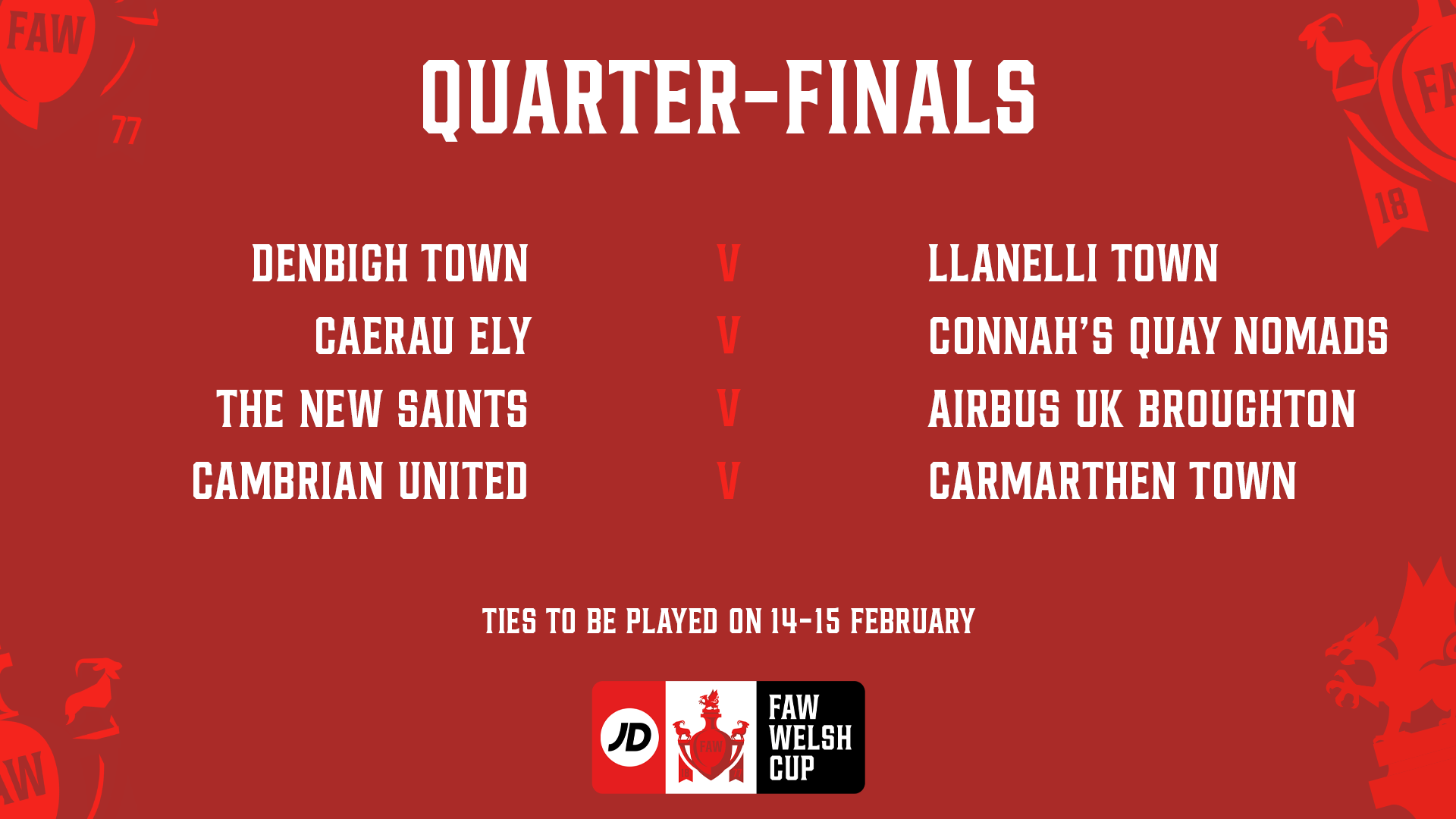 JD Welsh Cup Quarter-Final draw - FAW